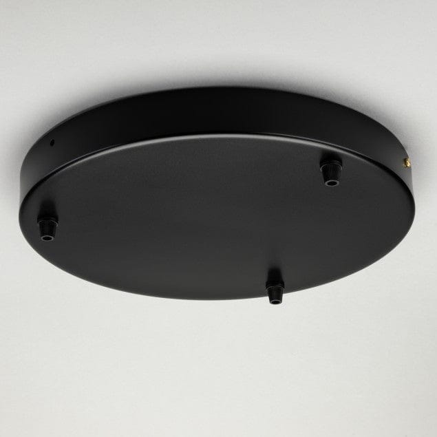 Black Steel Ceiling Rose Large 300mm - 3 Outlets - Enamel Shades